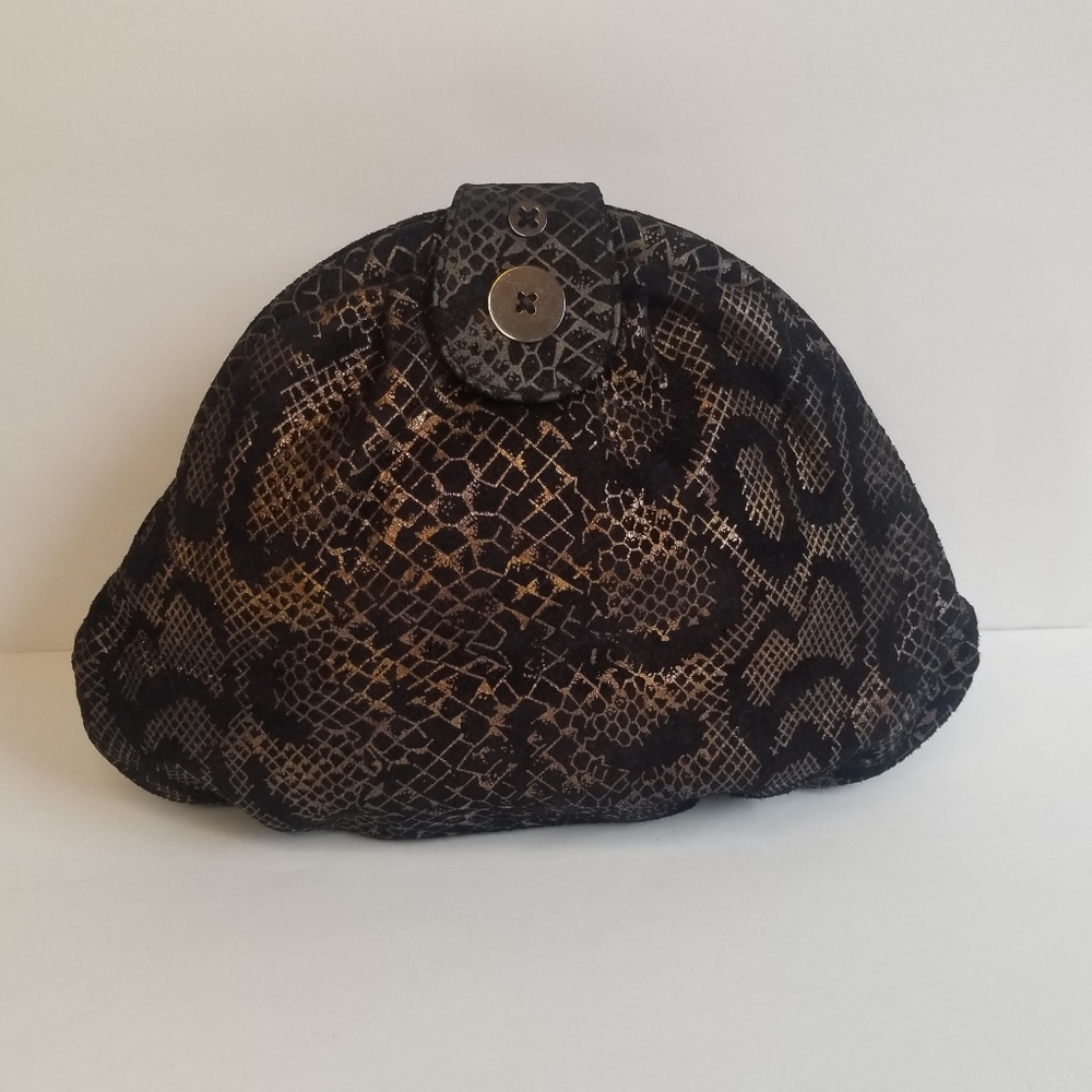 Stuart Weitzman Snake Embossed Clam Shell Clutch - Gem